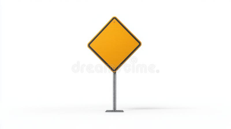 Isolated Yellow Road Sign with Blank Surface for Directional Choices ...