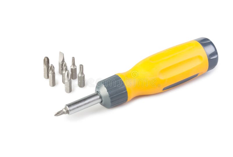 Yellow Screwdriver Sits in a Rack on Pegboard Stock Image - Image of ...