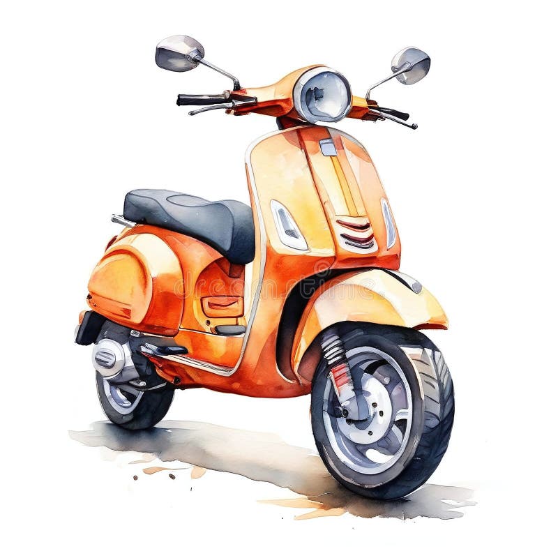 Isolated Yellow Watercolor Scooter Vintage Vespa Motorcycle Vehicle ... Isolated Yellow Watercolor Scooter Vintage Vespa Motorcycle Vehicle ...