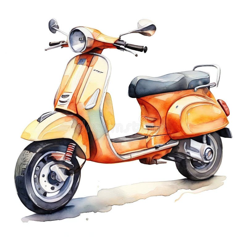 Isolated Yellow Watercolor Scooter Vintage Vespa Motorcycle Vehicle ... Isolated Yellow Watercolor Scooter Vintage Vespa Motorcycle Vehicle ...
