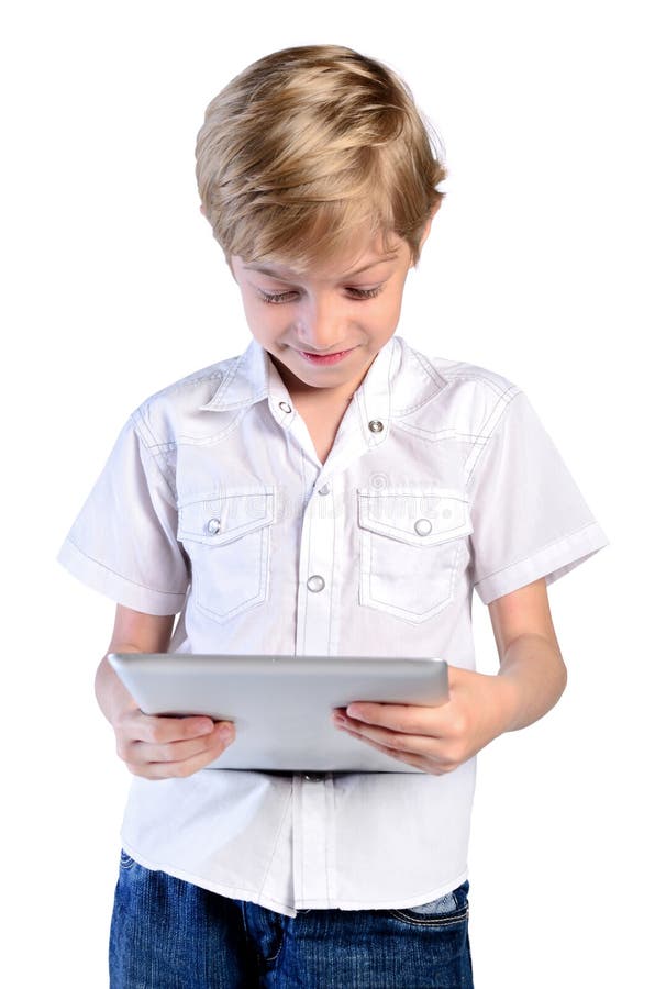 Isolated young boy stock photo. Image of male, computer - 41877426