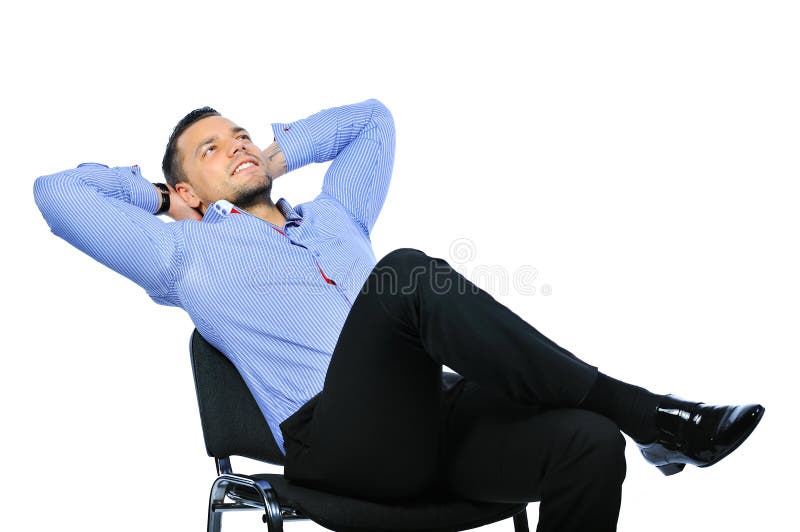 Young Business Man Relaxing On Chair Royalty Free Stock Photo - Image ...