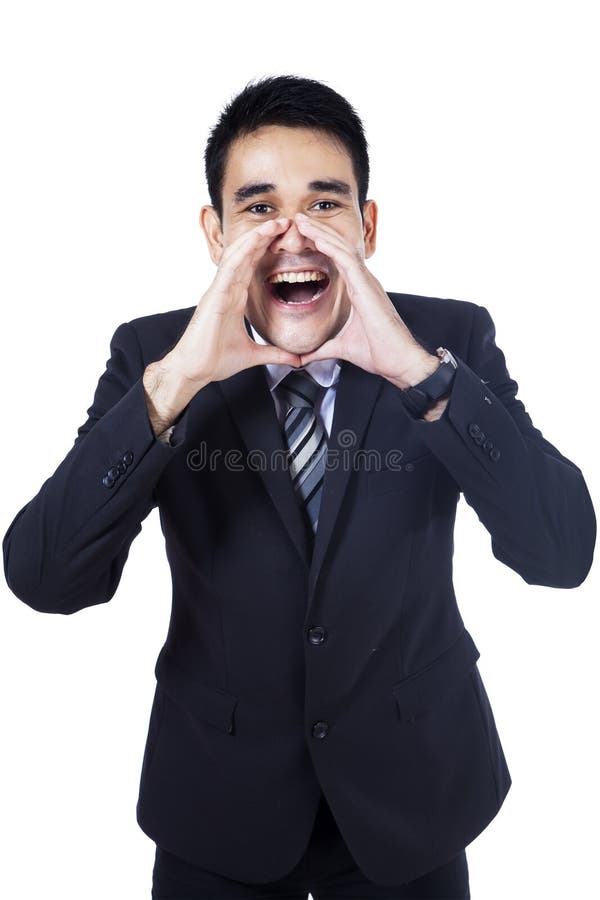 Isolated Young Businessman Screaming Stock Photo - Image of leadership ...