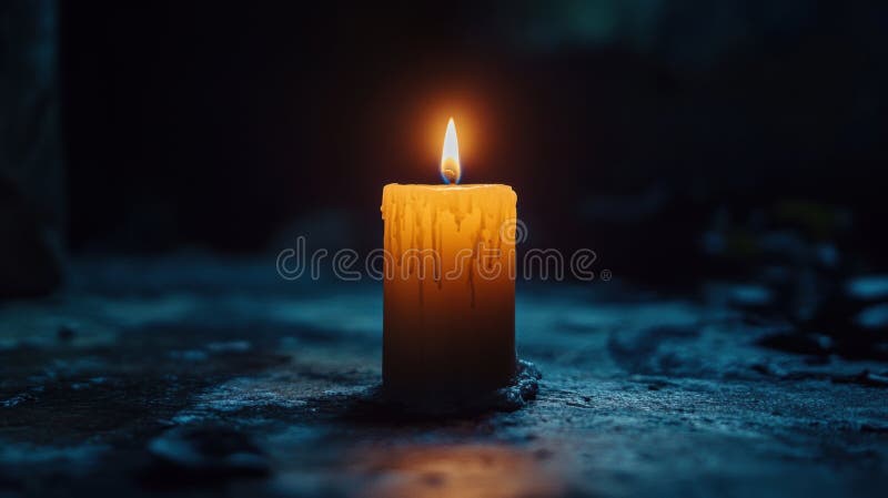 Isolation Concept, a Lone Candle Flickers in Darkness, Symbolizing the ...