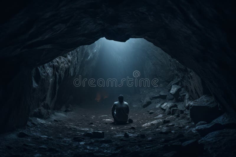 Isolation in Dark Cave stock illustration. Illustration of adventure ...