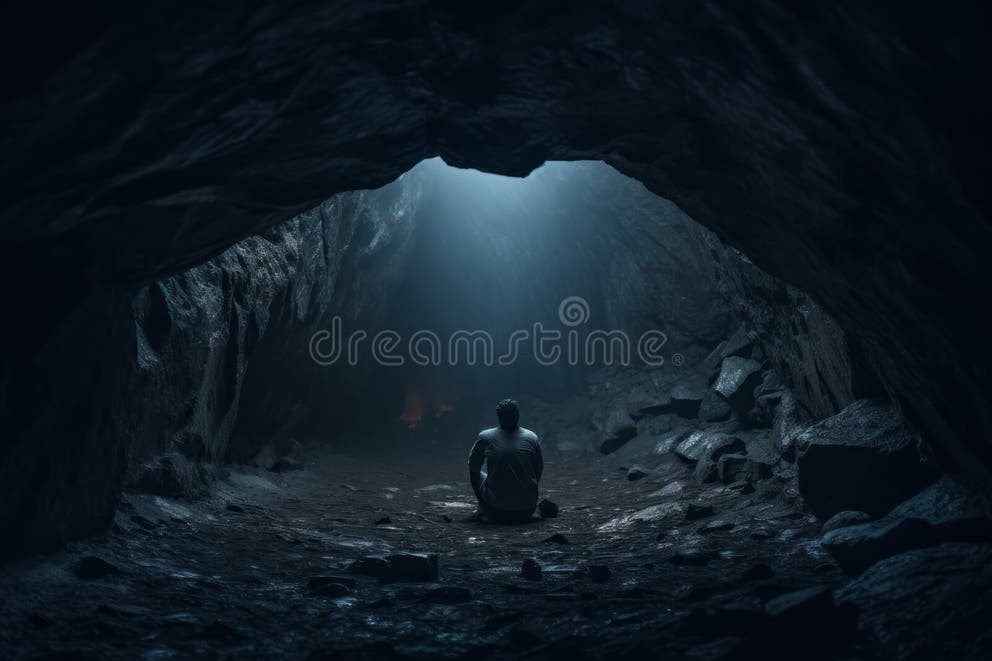 Isolation in Dark Cave stock illustration. Illustration of adventure ...