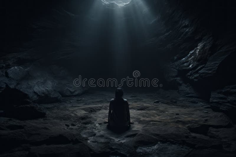 Isolation in Dark Cave stock illustration. Illustration of scary ...