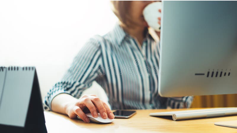Isolation Manager Working at Office Workplace, Hands Using Computer ...