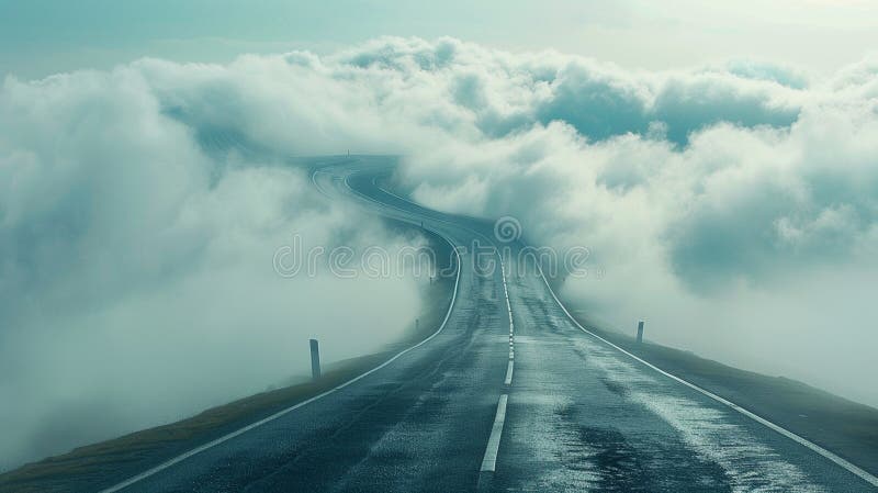 Isolation of Straight Highway Road with Clouds Stock Image - Image of ...