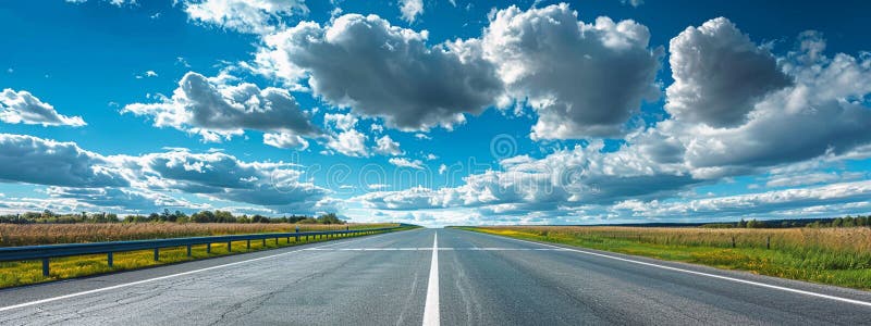 Isolation of Straight Highway Road with Clouds Stock Photo - Image of ...