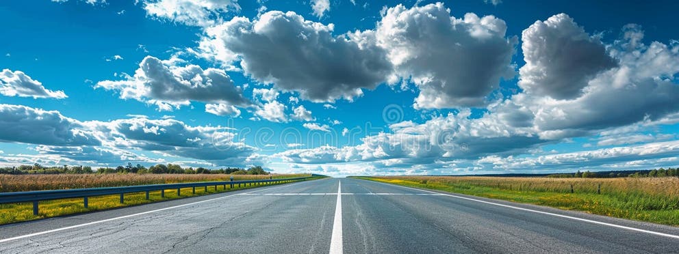 Isolation of Straight Highway Road with Clouds Stock Photo - Image of ...