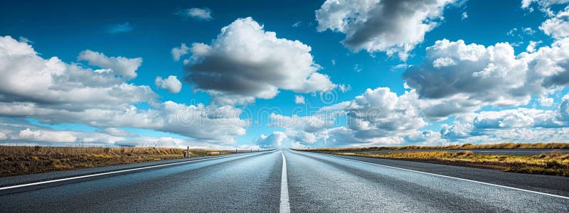 Isolation of Straight Highway Road with Clouds Stock Image - Image of ...