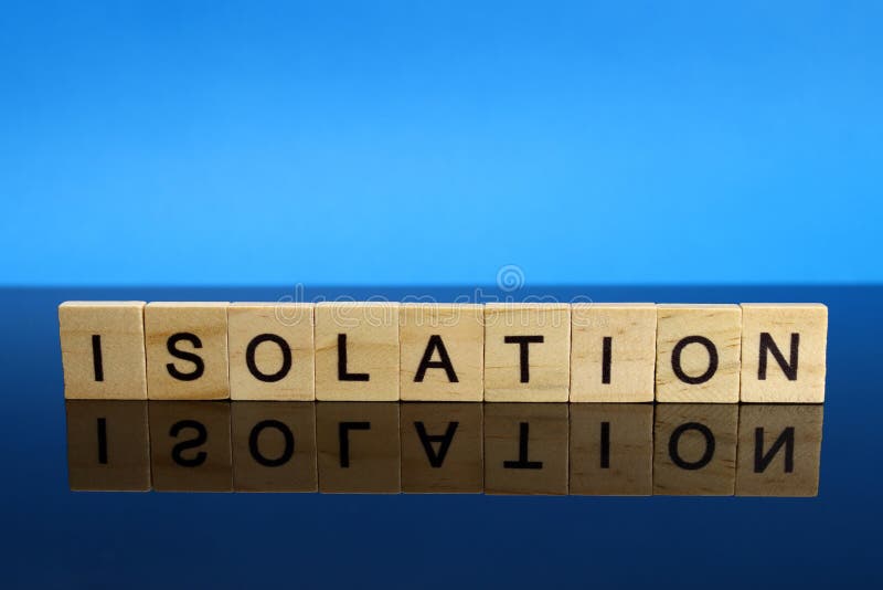 Isolation Word on Wooden Blocks on a Mirror Table Stock Image - Image ...