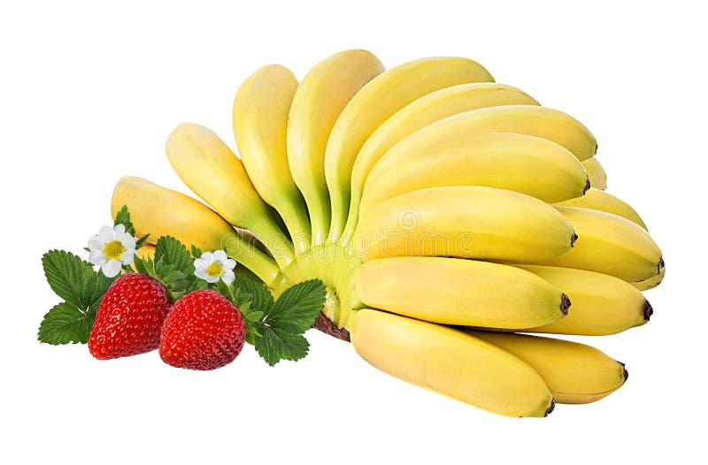 Isolerade Bananer Och Jordgubbar Arkivfoto - Bild av snitt, element ...