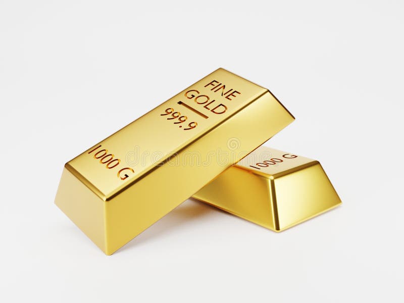 Isoliert Von Zwei Goldbarren Oder Goldbarren Auf Weißem Hintergrund ...