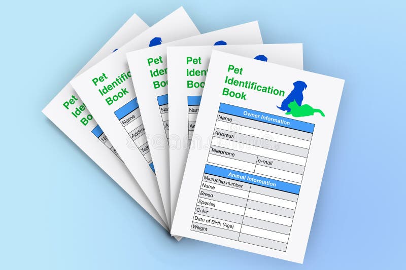Isolted Photo of Lined Up Pet ID Cards Stock Illustration ...