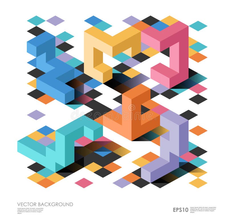 Isometric Abstract Background with Geometric Figures. Stock Vector ...