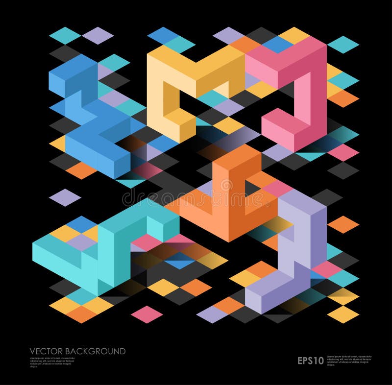 Isometric Abstract Background with Geometric Figures. Stock Vector ...