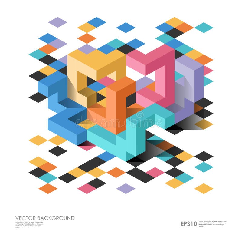 Isometric Abstract Background with Geometric Figures. Stock Vector ...