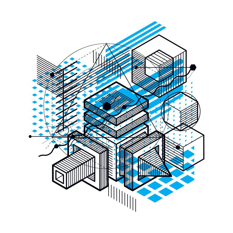 Isometric Abstract Background with Lines and Other Different Stock ...