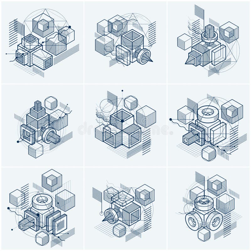 Isometric Abstract Backgrounds with Lines and Other Different Stock ...