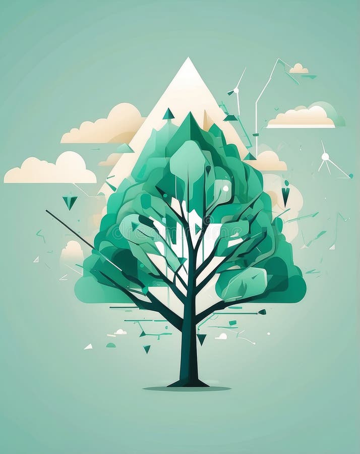 Isometric Abstract Business Tree Vector with Upward Arrow Charts and ...