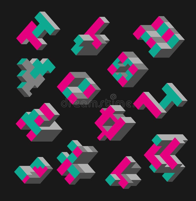 Isometric Abstract Geometric Stock Vector - Illustration of concept ...