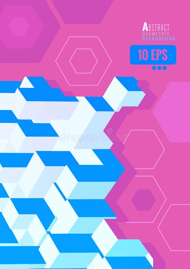 Isometric Abstract Geometric Shape Graphic on Purple BG Stock Vector ...