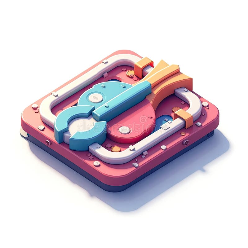 Isometric Abstract Tool Illustration with Vibrant Color Palette Stock ...
