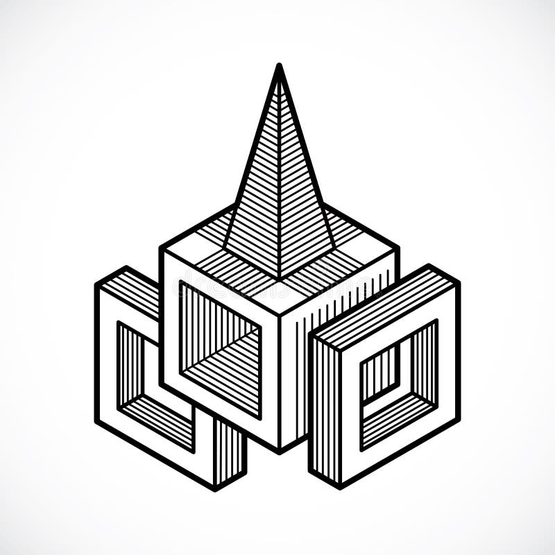 Isometric Abstract Vector Shape Stock Vector - Illustration of lined ...