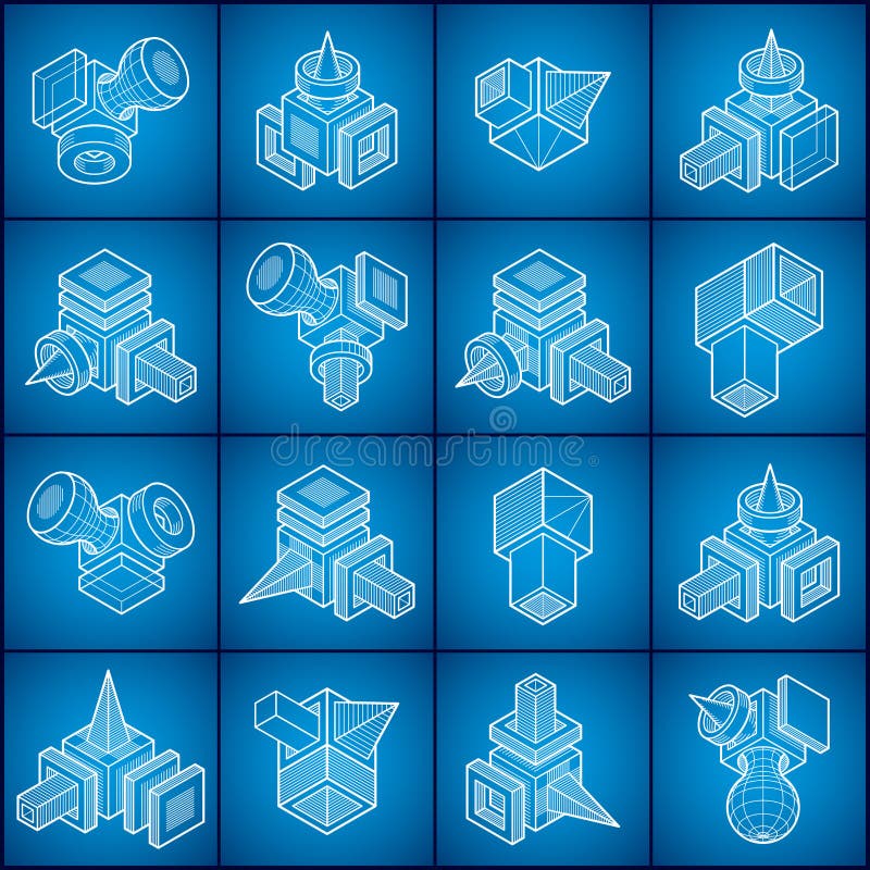 Isometric Abstract Vector Shapes Set Stock Vector - Illustration of ...