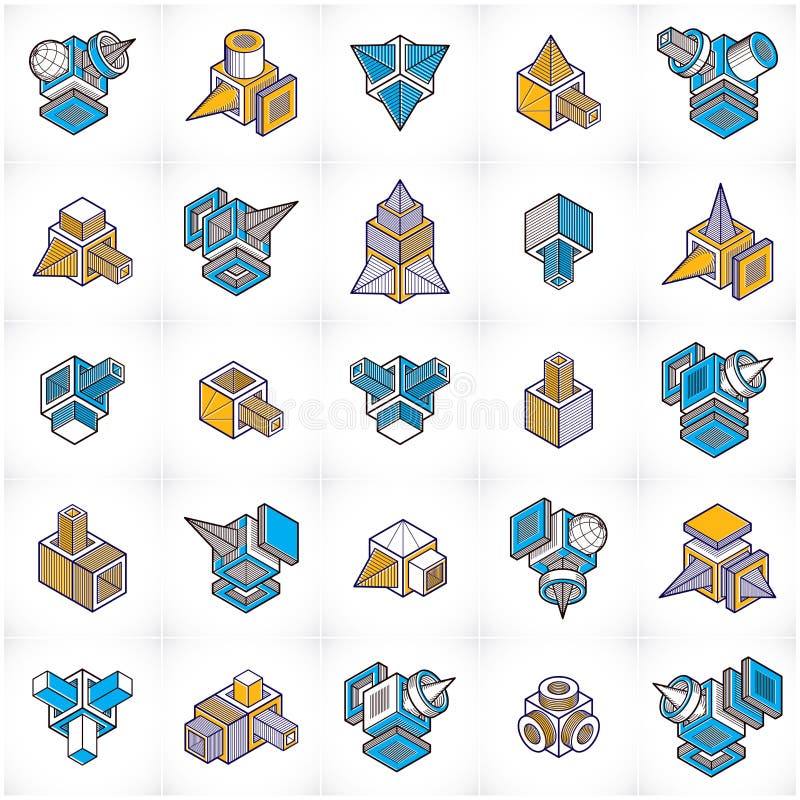 Isometric Abstract Vector Shapes Stock Vector - Illustration of ...