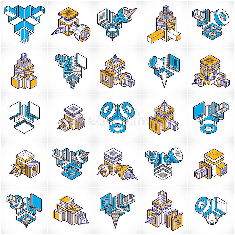 Isometric Abstract Vector Shapes Stock Vector - Illustration of ...