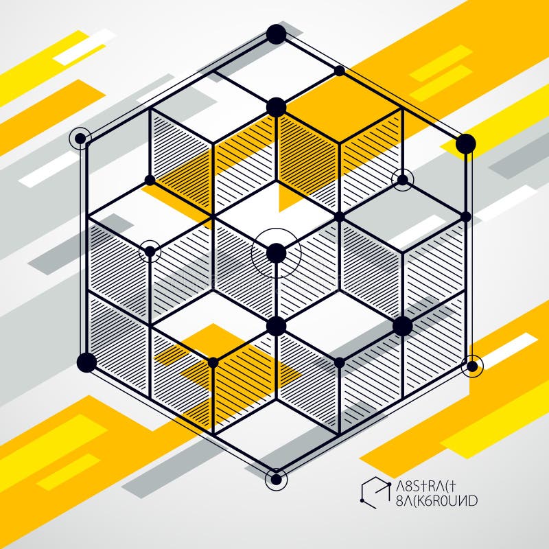Isometric Abstract Yellow Background with Linear Dimensional Cub Stock ...
