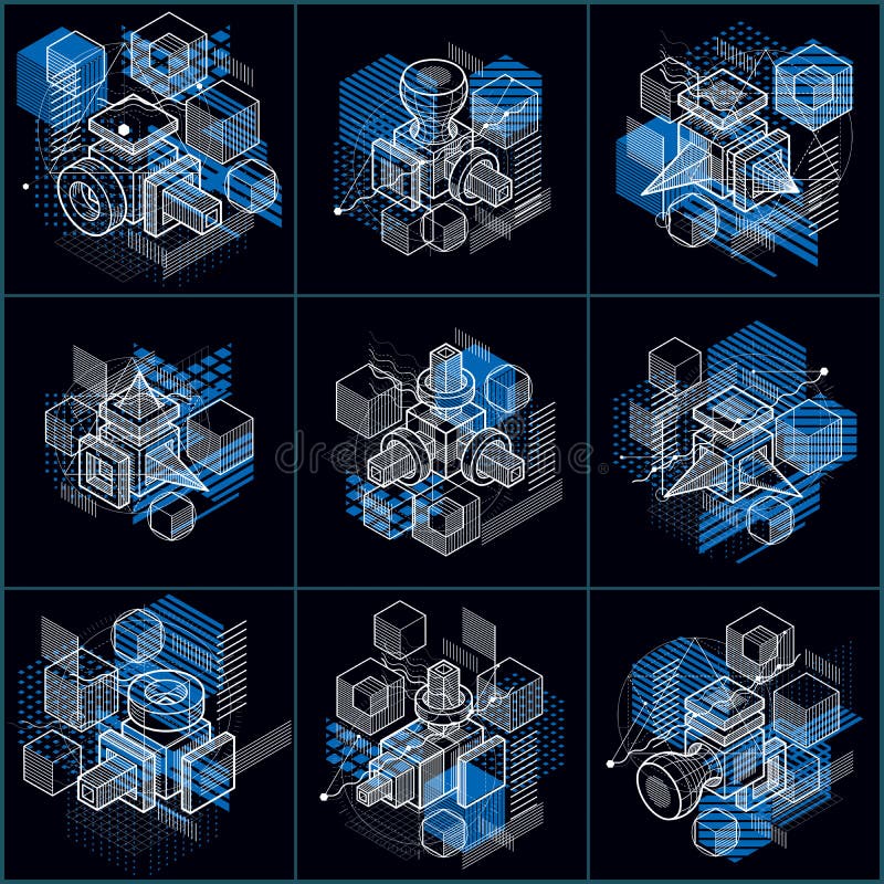 Isometric Abstractions with Lines and Different Elements, Vector ...