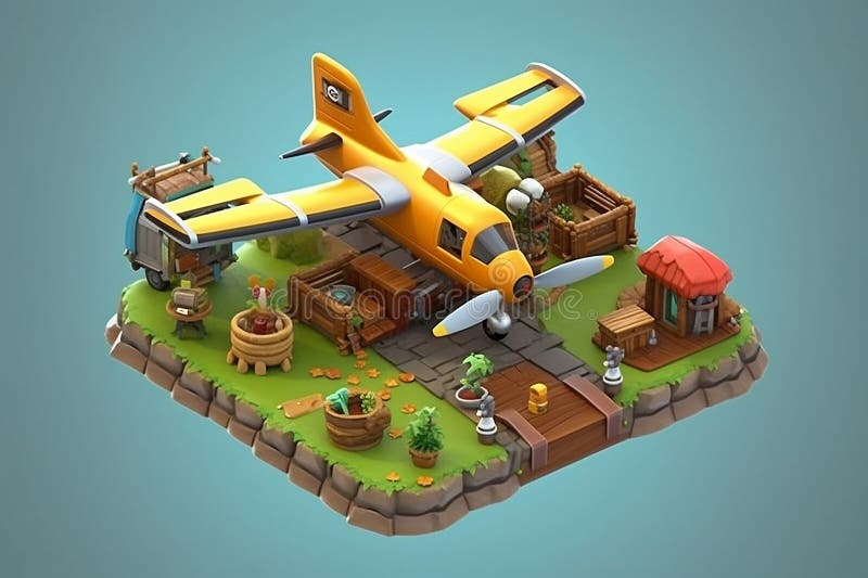 Isometric Aircraft for Game Asset. Generative Ai Stock Illustration ...