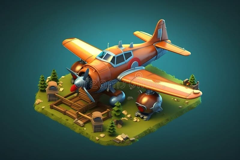 Isometric Aircraft for Game Asset. Generative Ai Stock Illustration ...