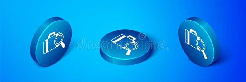 Isometric Airline Service of Finding Lost Baggage Icon Isolated on Blue ...