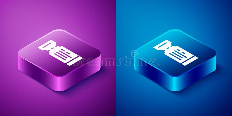 Isometric Airline Ticket Icon Isolated on Blue and Purple Background ...