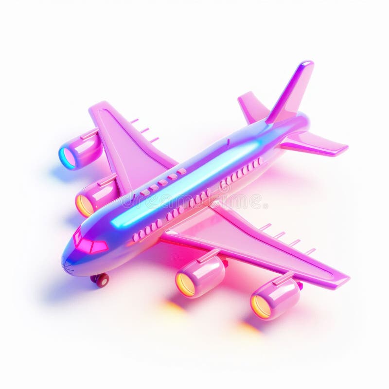 Isometric Airplane Icon on White Background. Generative Ai Stock ...