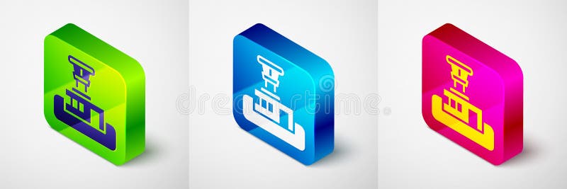 Isometric Airport Control Tower Icon Isolated on Grey Background ...