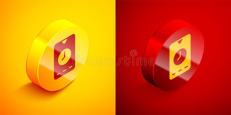 Isometric Alarm Clock App Smartphone Interface Icon Isolated on Orange ...