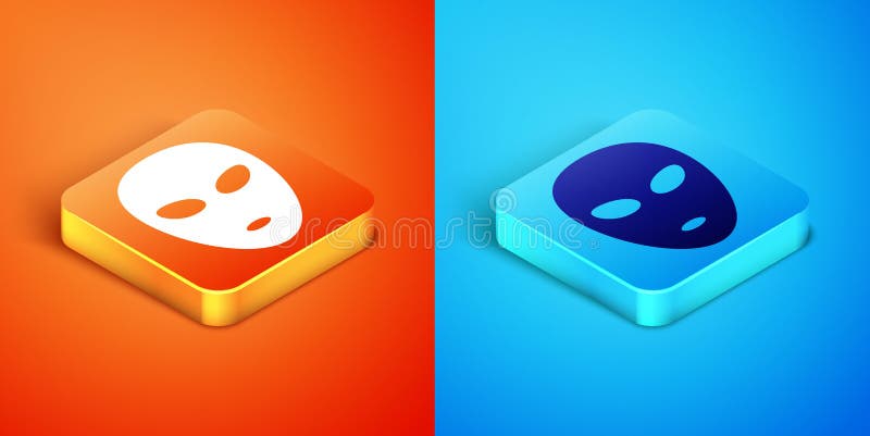 Isometric Alien Icon Isolated on Orange and Blue Background ...