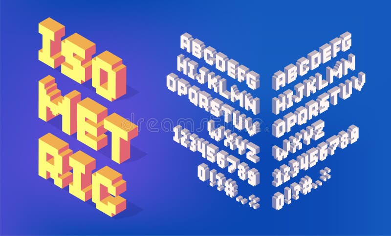 Isometric Alphabet. 3D Perspective Letters Numbers and Symbols, Modern ...