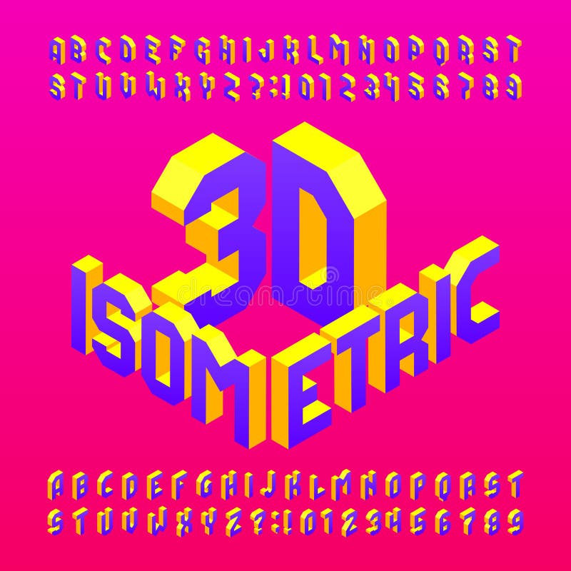 Isometric Alphabet Font. 3d Effect Letters and Numbers Stock Vector ... Isometric Alphabet Font. 3d Effect Letters and Numbers Stock Vector ...