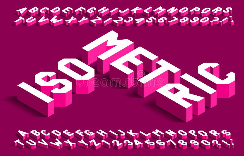 Isometric Alphabet Font. 3d Effect Simple Geometric Letters and Numbers ...
