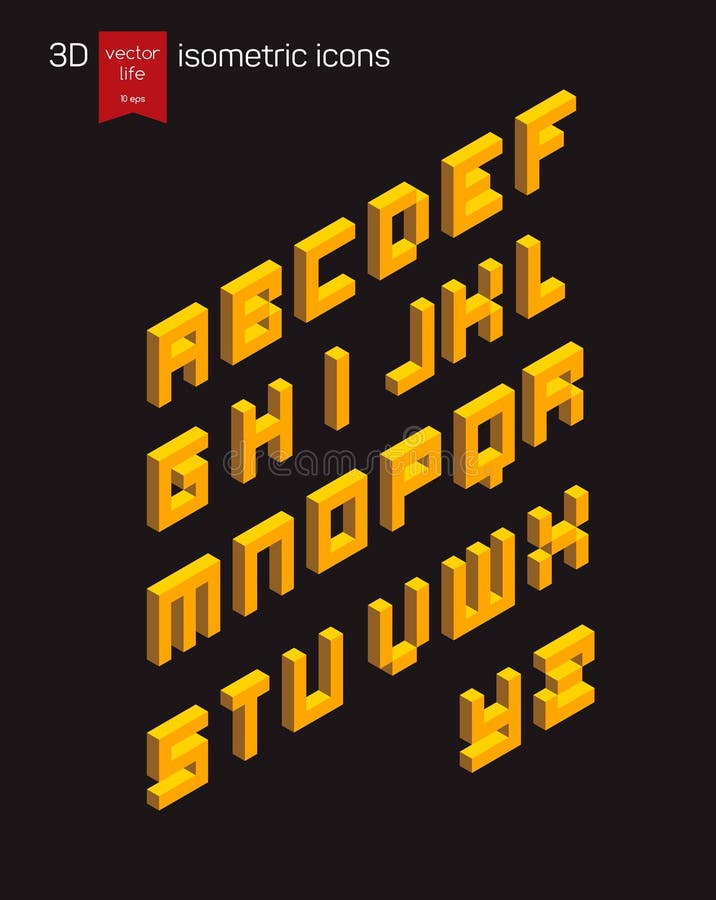Isometric alphabet font. stock illustration. Illustration of design ...