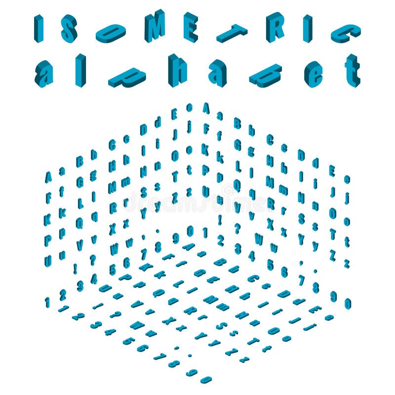 Isometric Alphabet and Font, Small and Large Letters Design Element ...