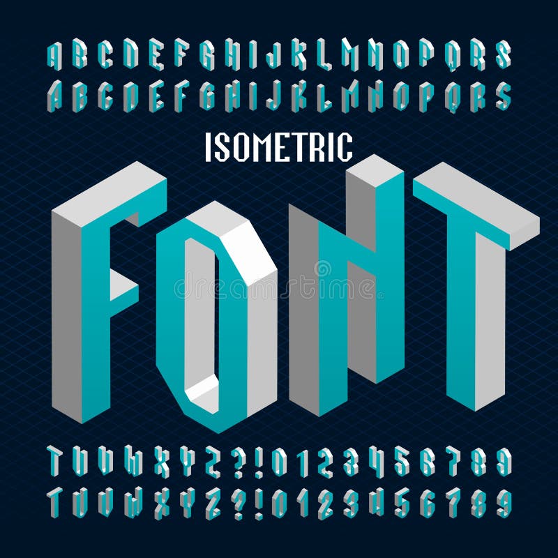 Isometric Alphabet Font. Type Letters and Numbers Stock Vector ...