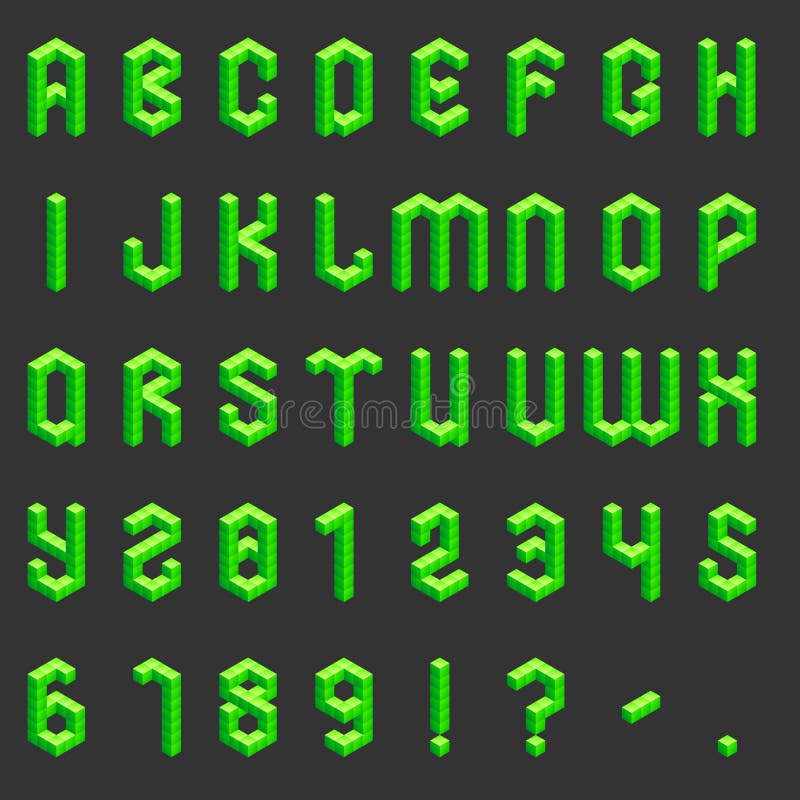 Isometric Alphabet and Numbers Stock Vector - Illustration of alphabet ...